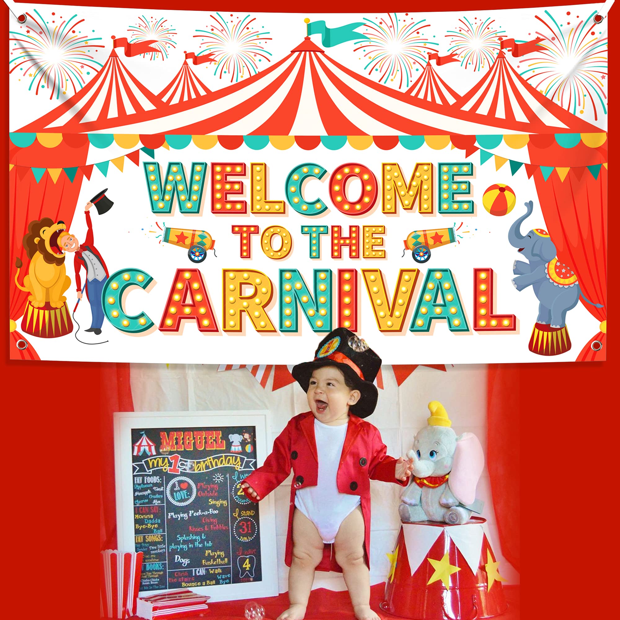 KatchOn, XtraLarge Welcome To The Carnival Banner - 72x44 Inch | Carnival Decorations for Carnival Theme Party Decorations | Carnival Games Decor for Circus Theme Party Decorations | Carnival Backdrop