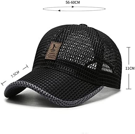 HeyBox Summer Mesh Cap Baseball Cap Sports Decoration Men and Women Baseball Cap Trucker Cap (Black-02)