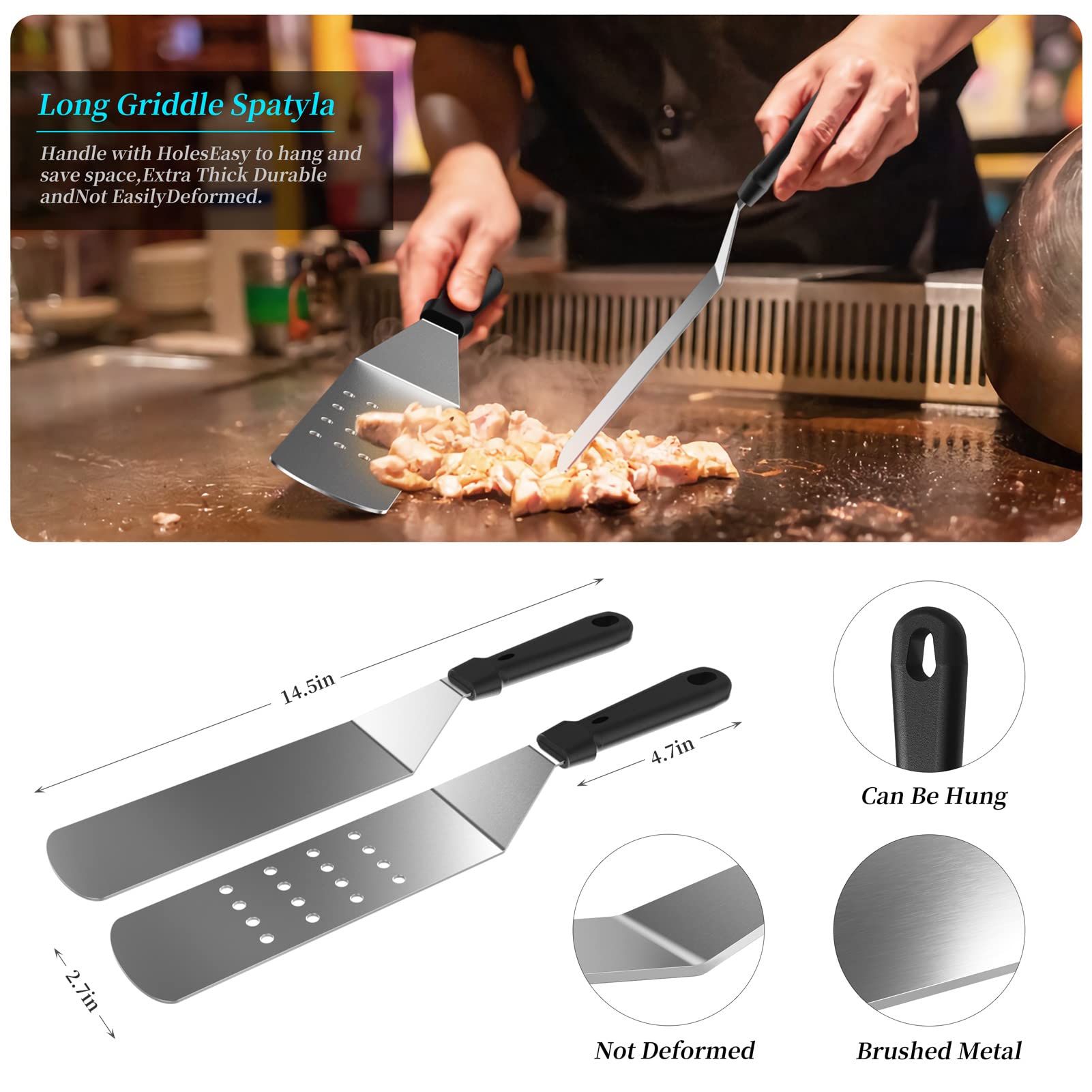 Klvied Outdoor Griddle Accessories Kit, 38 PCS Flat Top Grill Accessories Set for Blackstone and Camp Chef, Professional Blackstone Grill Accessories with Spatula, Scraper, Bottle, Egg Ring, Carry Bag