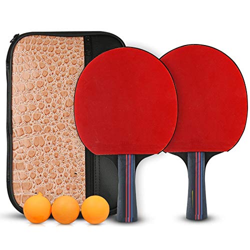 Hewen-Ping Pong Set Pingpong Racket Table Tennis Bat Beginner Portable Ping Pong Bat Set with 2 Rackets, 3 Balls Table Tennis Bat (Size : Long)