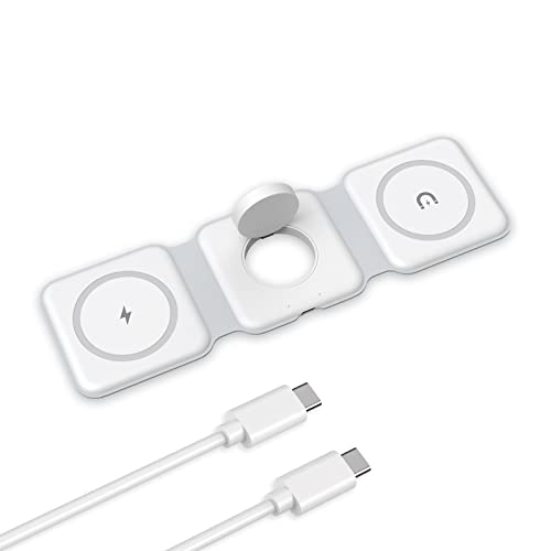 ORIA Foldable Wireless Charger, 3 in 1 Wireless Charging Pad, Fast Wireless Charger for iOS Phone 14/Plus/Pro/13/12/11, i Watch6/5/4/3/2/1, Air pods/Pro (Adapter Not Included)