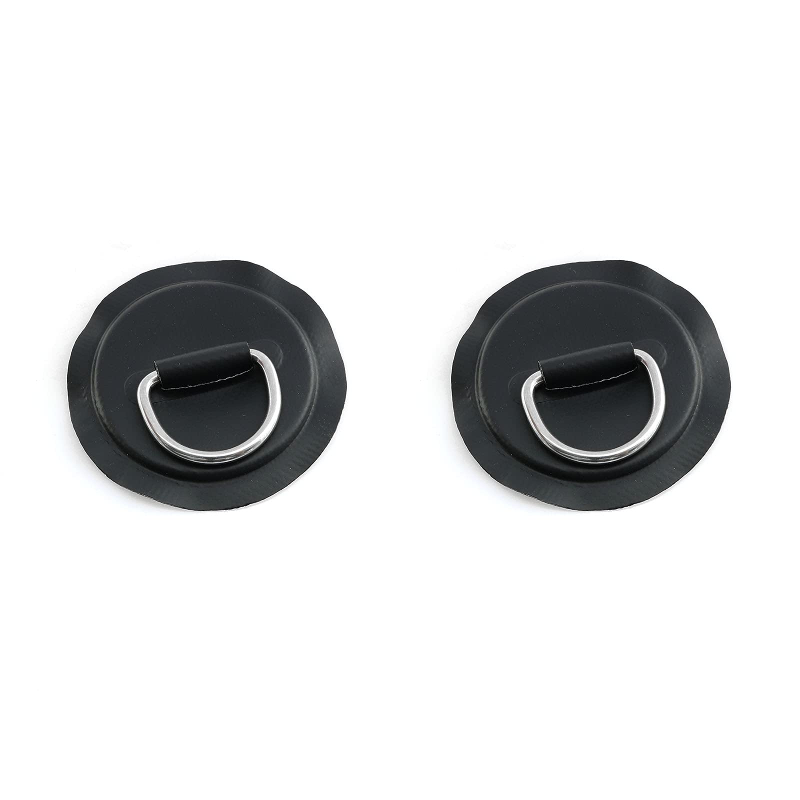 heyous 2pcs D-Ring Pad PVC Patches PVC Patch with Stainless Steel D-Ring for Dinghy Kayak Surfboard Paddle Board, Black