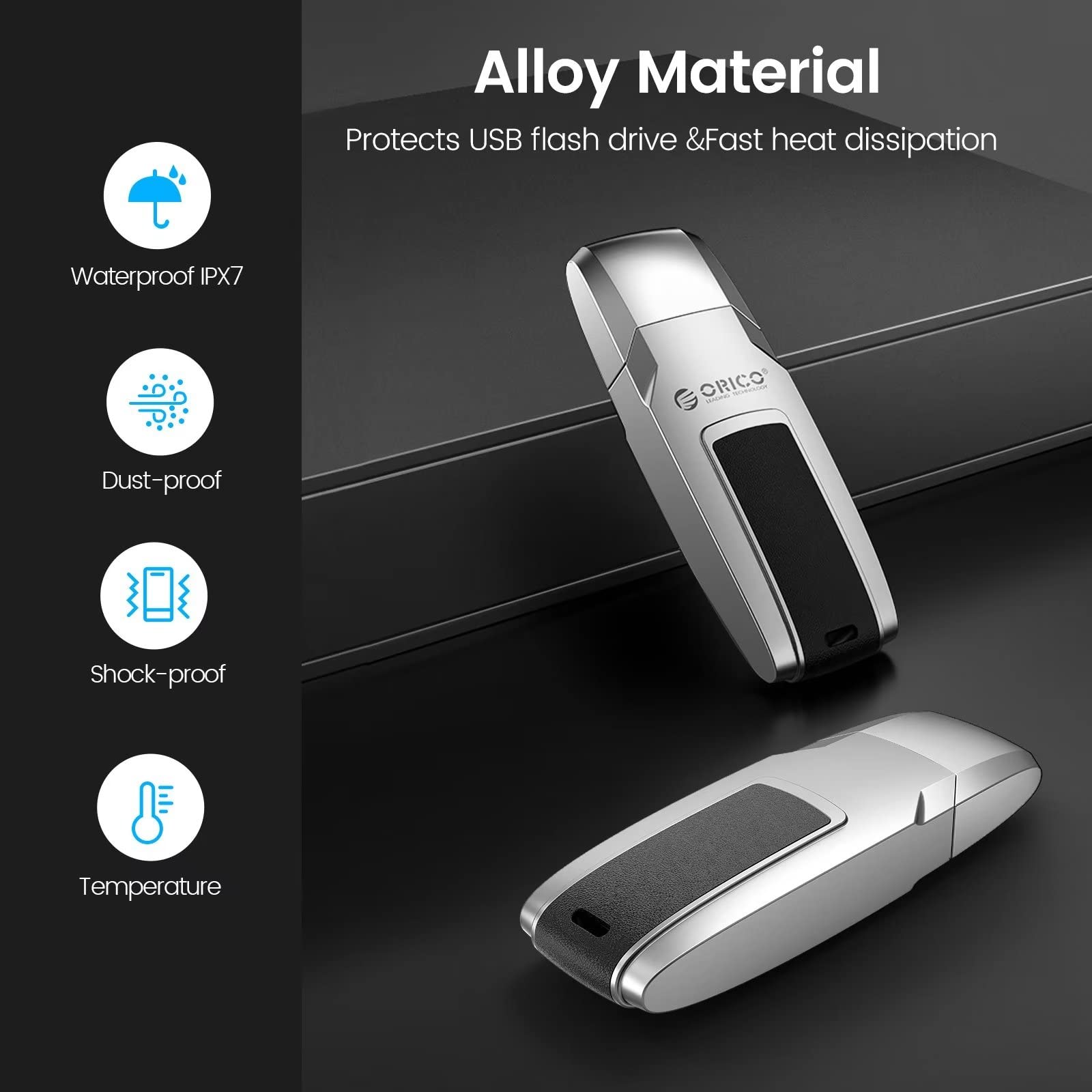 ORICO 405 MB/s Flash Drive 128GB, Memory Stick USB3.2 Reading Thumb Drive with Keychain USB Flash Drive Metal USB Drive Data Storage Compatible with Computer/Laptop(UFSD)