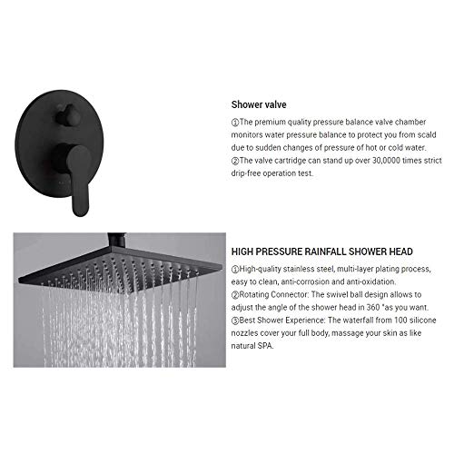Handheld Shower Head Kit Wall-Mounted Concealed Bathroom Black Shower Set Bathroom Showerheads