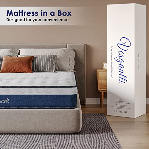 Vesgantti Tight Top Series - 10 Inch Innerspring Hybrid Twin XL Mattress/Bed in a Box, Medium Firm Plush Feel - Multi-Layer Memory Foam and Pocket Spring - CertiPUR-US Certified