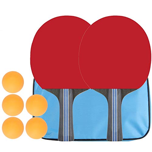 Hewen-Ping Pong Set Pingpong Racket Pingpong Paddle Table Tennis Bat Beginner Sturdy Durable Ping Pong Bat Set with 2 Rackets, 5 Balls Table Tennis Bat (Color : B, Size : Long)