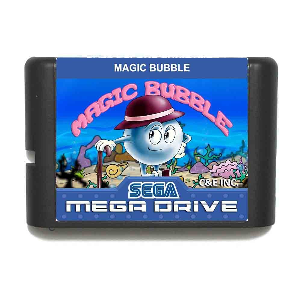 Magic Bubble Game Cartridge 16 Bit MD Game Card With Retail Box For Sega Mega Drive For Genesis (Black)