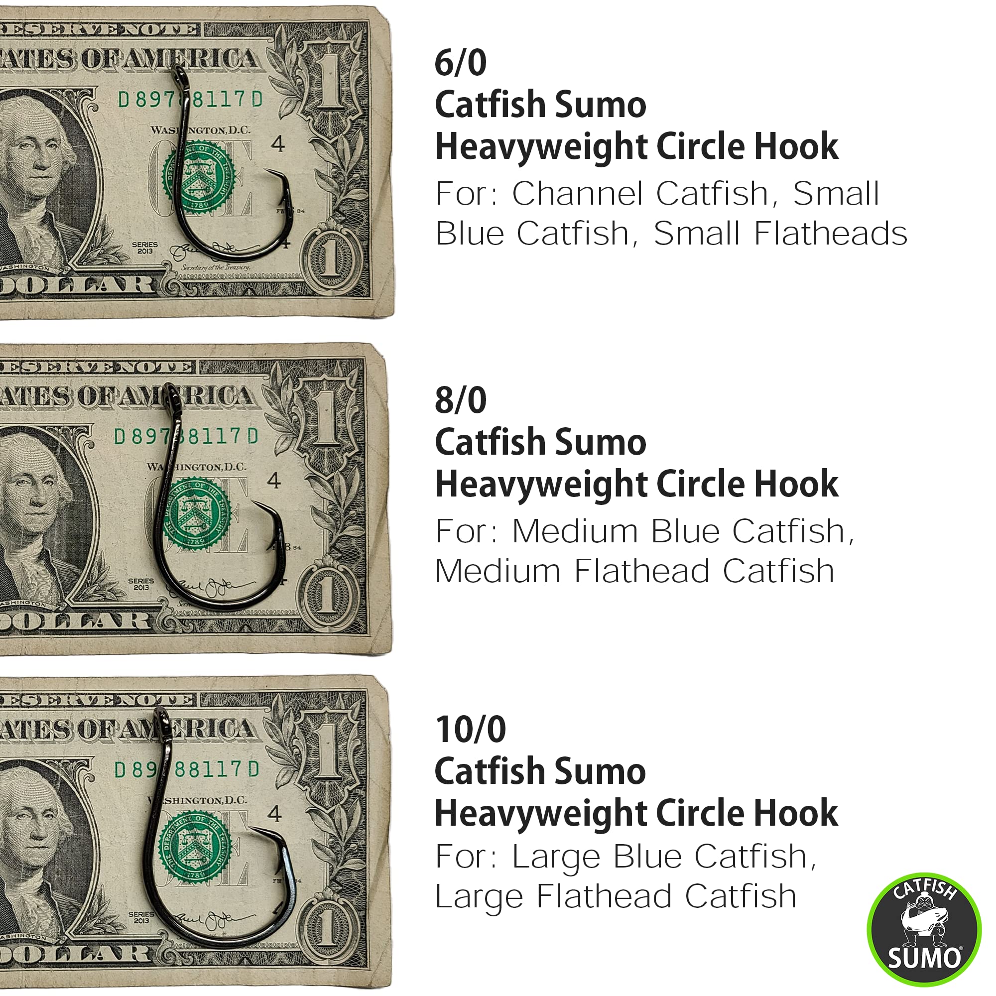 Heavyweight Catfish Hooks - Offset Octopus Circle Hooks - 25 Pack (6/0)