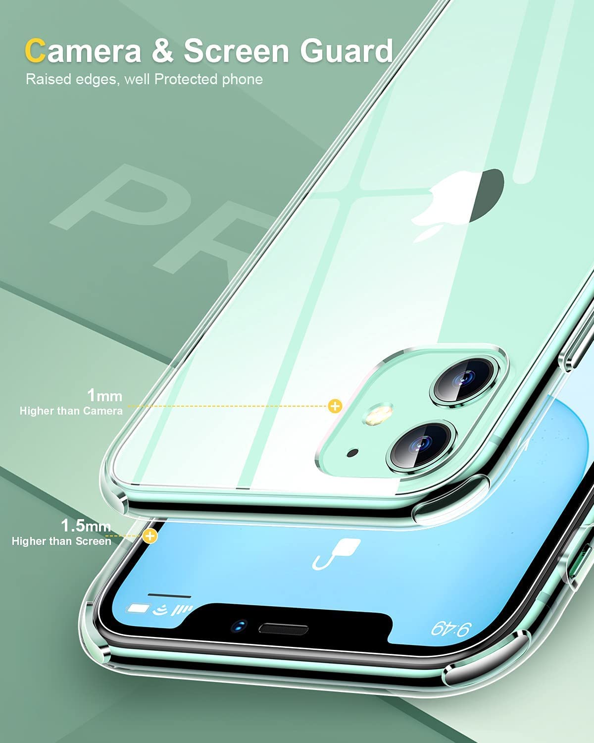 Humixx Crystal Clear Designed for iPhone 11 Case,[Not Yellowing][Military Grade Drop Protection] Explosion Hard Back and Soft TPU Bumper Shockproof Protective 11 Phone Case Cover 6.1 Inch