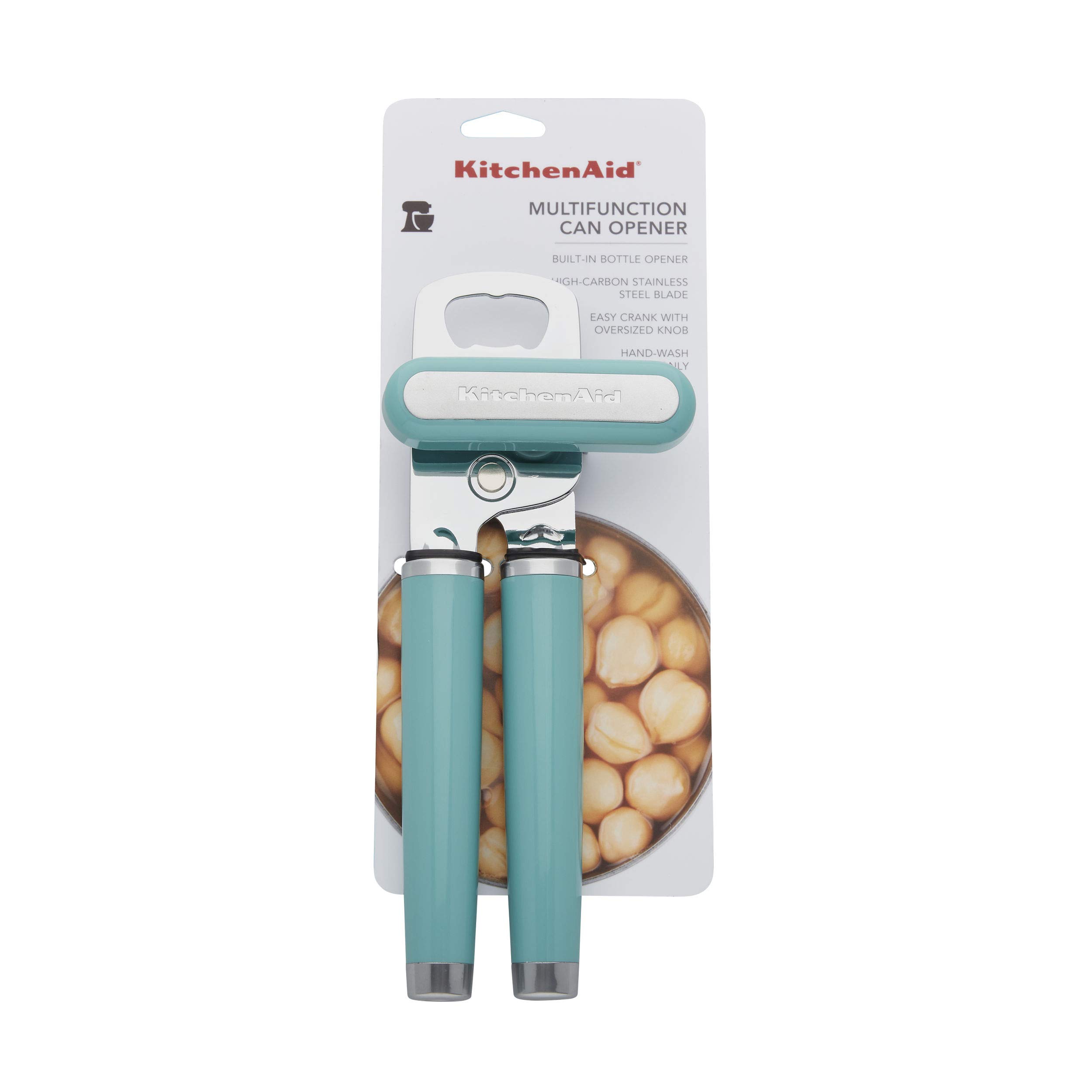 KitchenAid Classic Multifunction Can Opener/Bottle Opener, 8.34-Inch, Aqua Sky & KE058OHAQA Classic Measuring Cups, Set of 4, Aqua Sky/Black