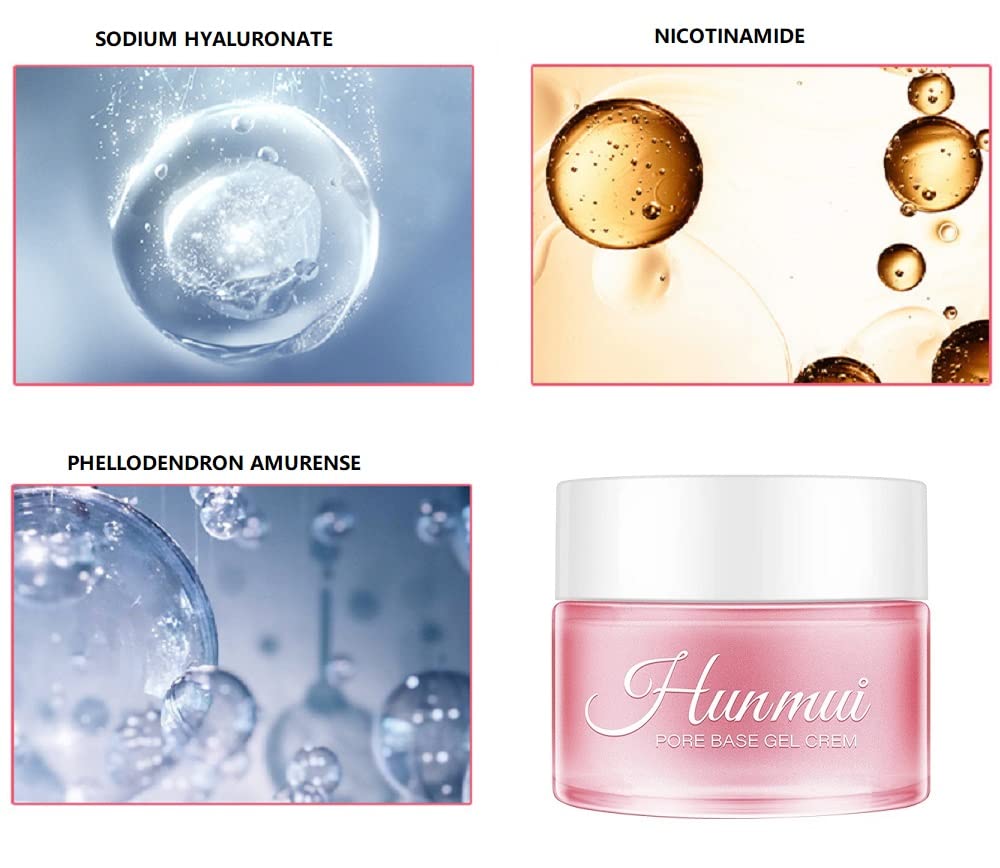 Hunmui Face primer pore base gel cream,Magical perfecting base face primer under foundation Anti-Aging WrinklesShrink Pore Remove Fine LinesExfoliatingAnti-Oxidation(1PC)