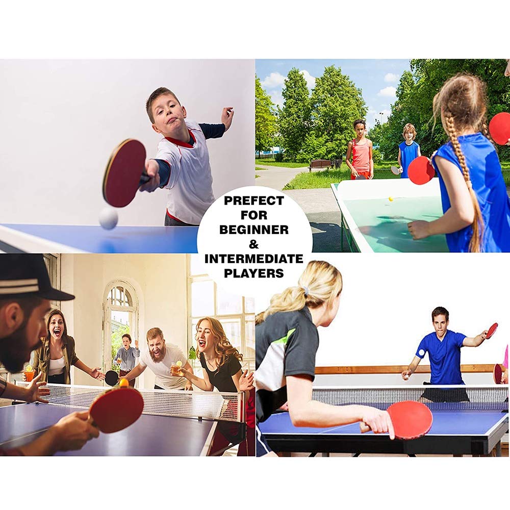 Hewen-Ping Pong Set 4 Star Table Tennis Bat, Professional Ping Pong Racket, Table Tennis Paddle, Perfect for Intermediate and Advanced, Comfortable Handle Table Tennis Bat