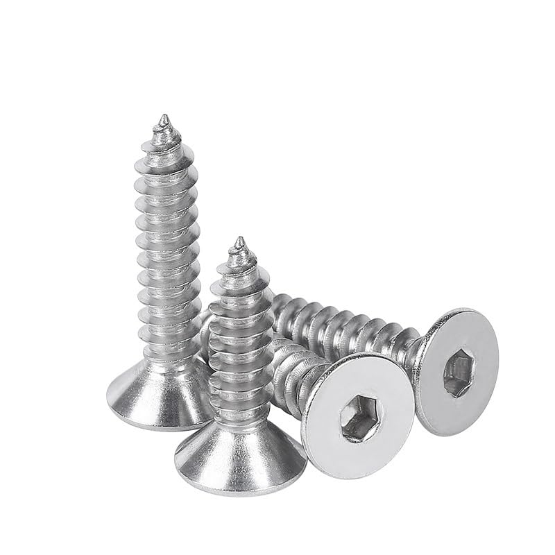 Hexagon Socket Screws 304 Stainless Steel Flat Head Hexagon Socket self-Tapping Screws countersunk Head Wood Screws (Color : M5*12 100pcs)