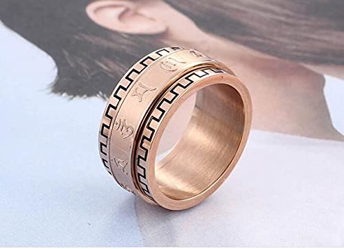 JAJAFOOK 10mm 316L Stainless Steel Tibetan Buddhist Mantra Scriptures Om Mani Padme Hum Spinning Band Ring,Silver 6