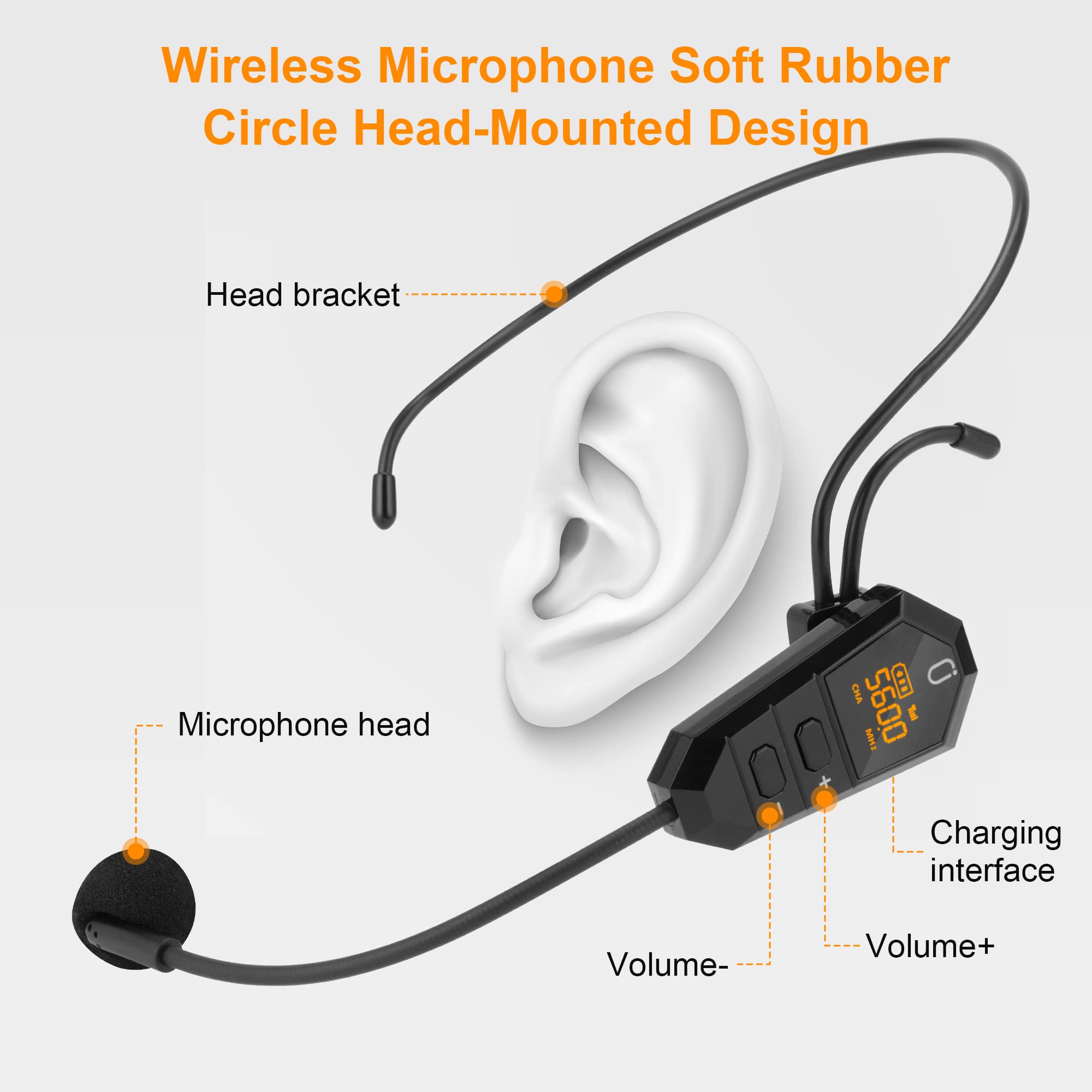 JYX Portable Voice Amplifier for Teacher with Wireless Microphone Headset and waistband,Rechargeable PA System Support MP3,AUX in,REC for Teaching,Meeting,Presentation