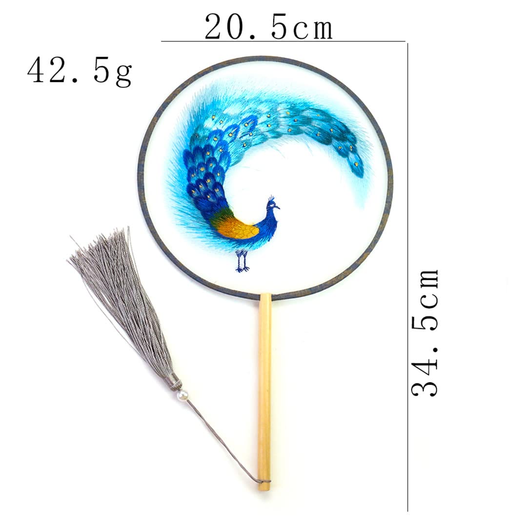 Lmtossey Embroidery Fan Double Side Handmade Suzhou Silk Decorative Fans Chinese Dance Art Craft Hand Held Fan Tassel Hanfu Home Decor