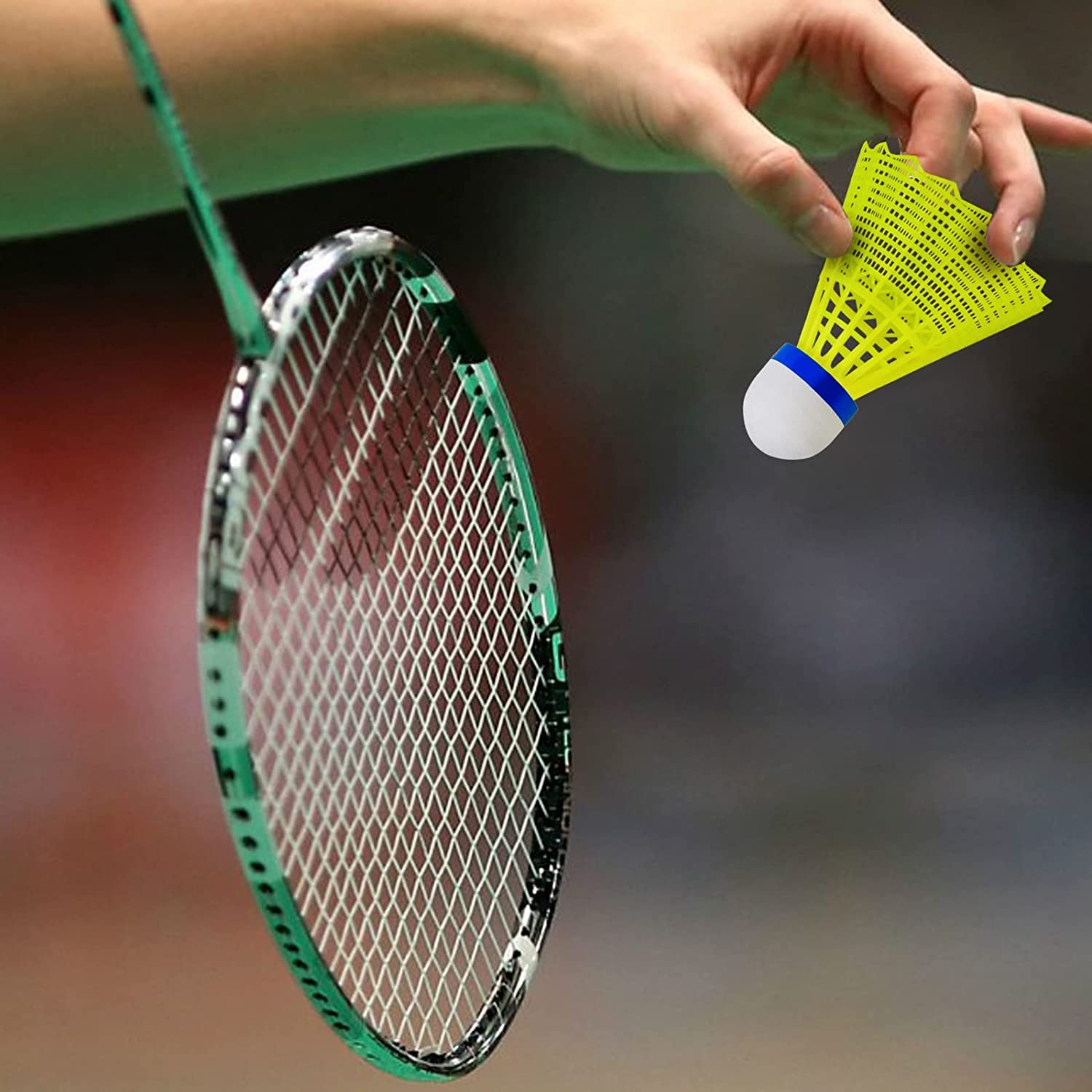 MANJHONG Badminton Shuttlecocks Nylon Feather Shuttles Training Birdies Set for Indoor Outdoor Sports, Yellow 12 Pack