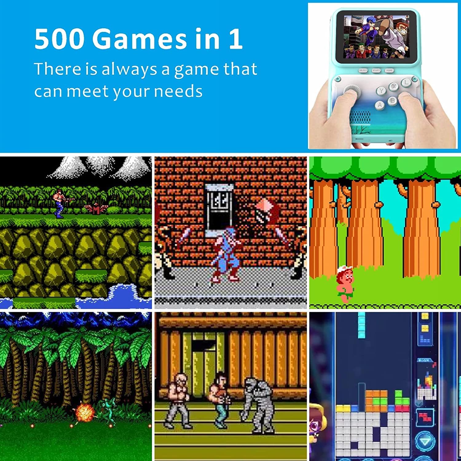 Handheld Game Console for Kids, Protable Retro Video Games Console with 2.8 Inch Screen, Support TV Connection & Two Players, 1000 mAh Rechargeable Battery