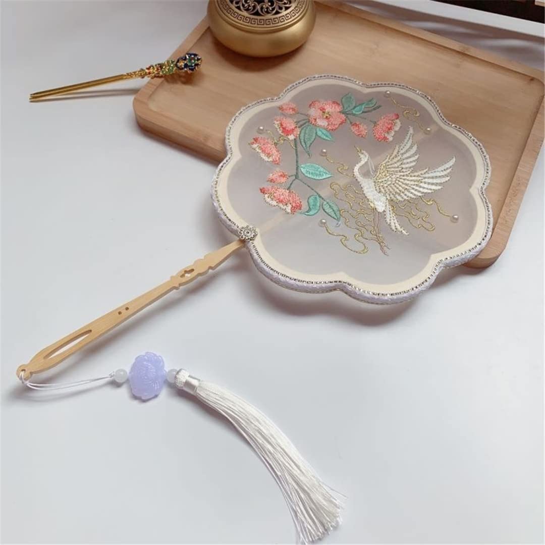 Lmtossey Embroidery Ancient Fan Chinese Style Silk Summer Classical Hanfu Dance Cheongsam Hanfu Hand Fan for Women