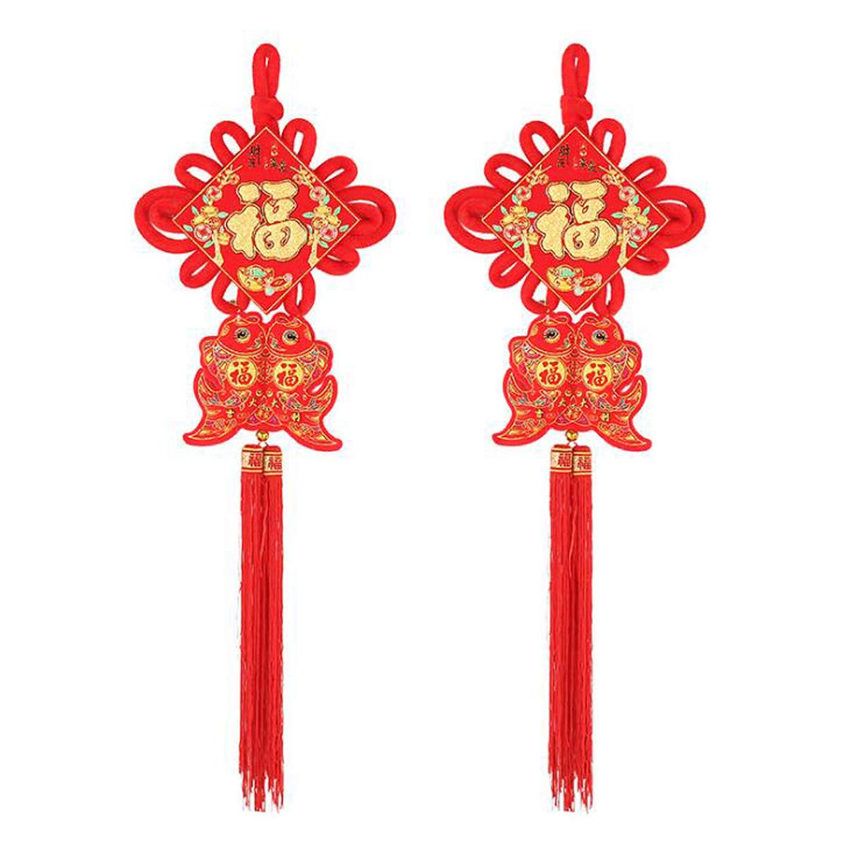 Halloluck 2 Pack Chinese Knot Tassel New Year Decoration Traditional Red Lucky Oriental Pendant Ornaments for New Year's Gifts, Chinese Spring Festival and Home Decor