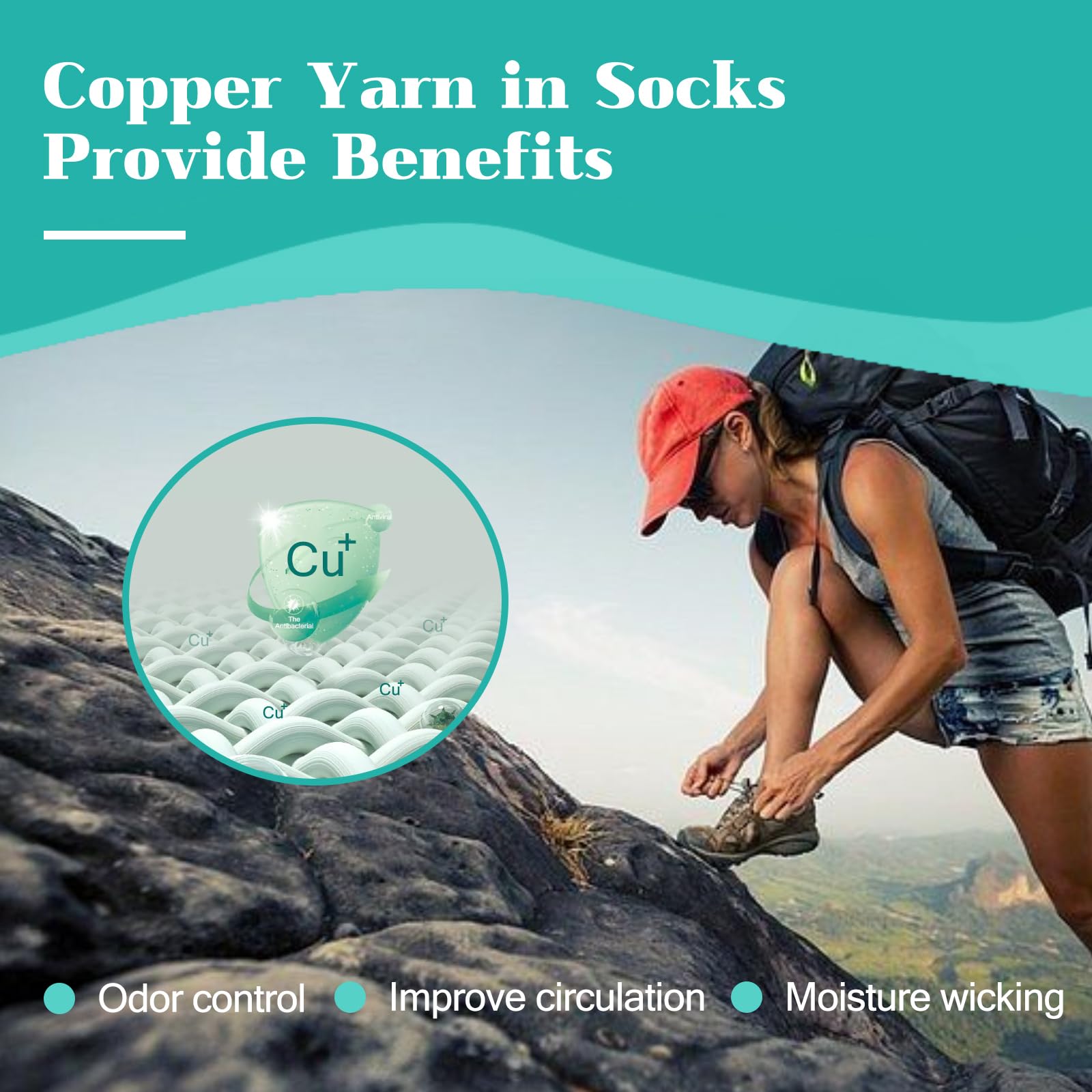 Kodal Copper Infused Ankle Socks Cushioned Athletic Low Cut Super Comfy Moisture Wicking Odor Free Socks with Tab(4 Pairs, Size 6-10)