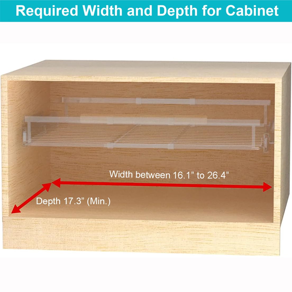 iPEGTOP Pull Out Cabinet Drawer Shelf Organizer, Extendable Sliding Slide Out Pantry Shelves Storage Heavy Duty for Kitchen Cabinets Under Sink, Adjustable Width 16.1~26.4" W x 17.3" D