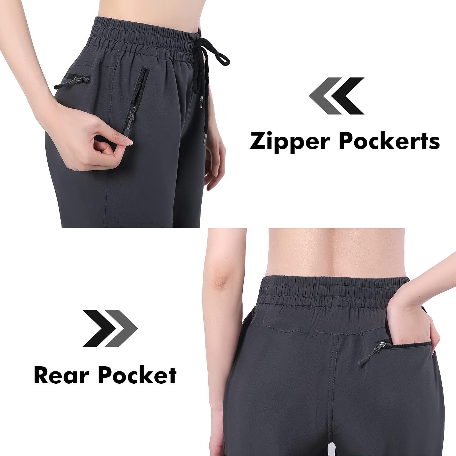 Hiauspor Women's Quick Dry Hiking Shorts Water Resistant Workout Athletic Running Shorts Bermuda Shorts Summer (Grey, X-Large)