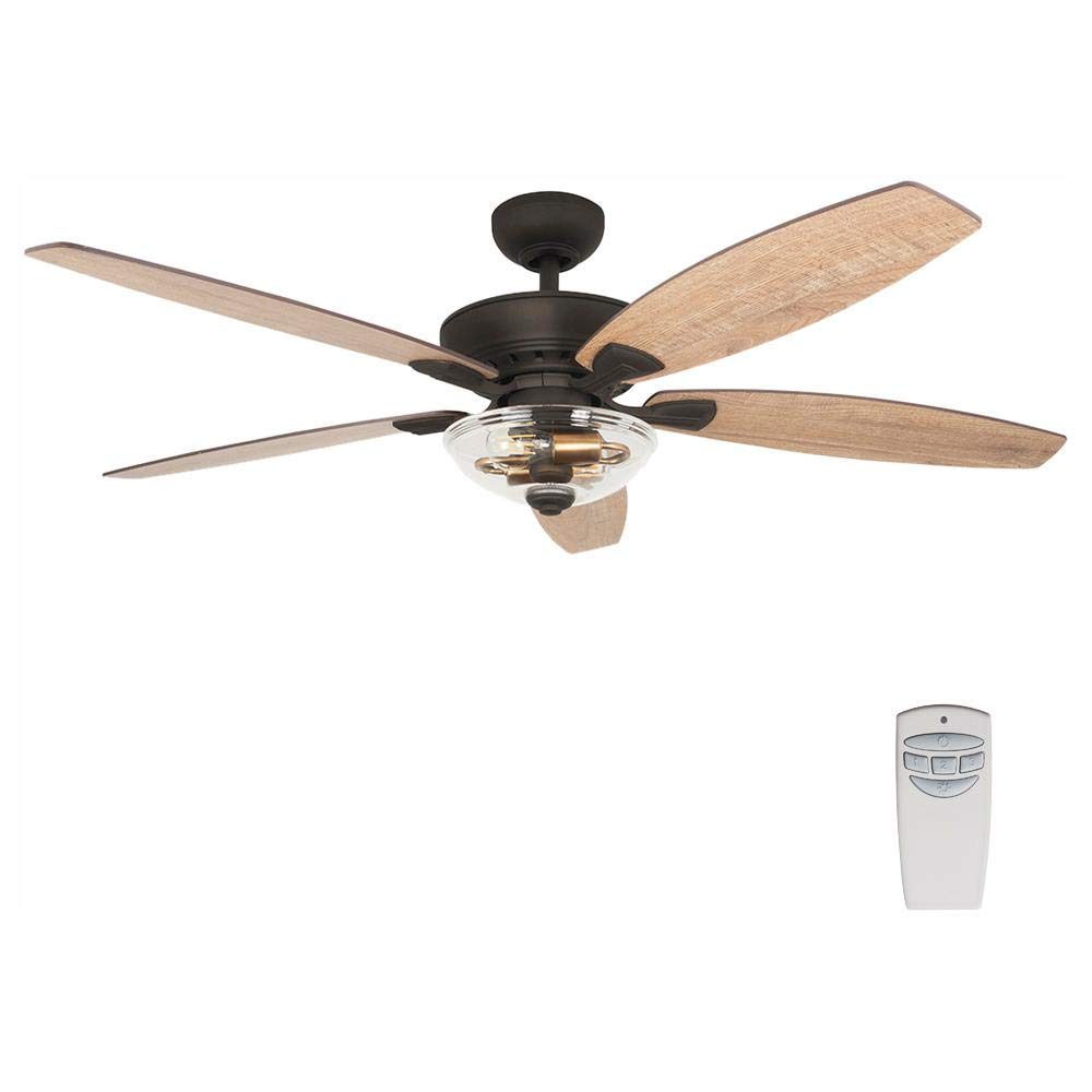 Home Decorators Collection Connor 54 in. LED Seville Bronze Dual-Mount Ceiling Fan with Light Kit and Remote Control