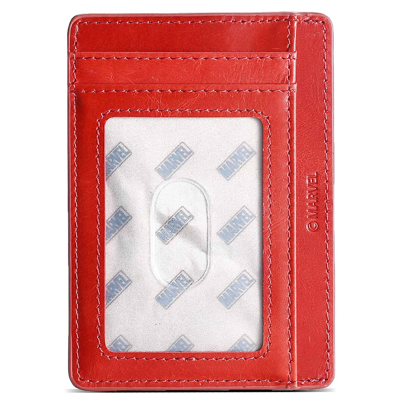 IRON SPIDER Men's Wallet,Monolayer Slim Minimalist Front Pocket RFID Blocking Leather Pocket Wallet with Superhero SPIDER RED