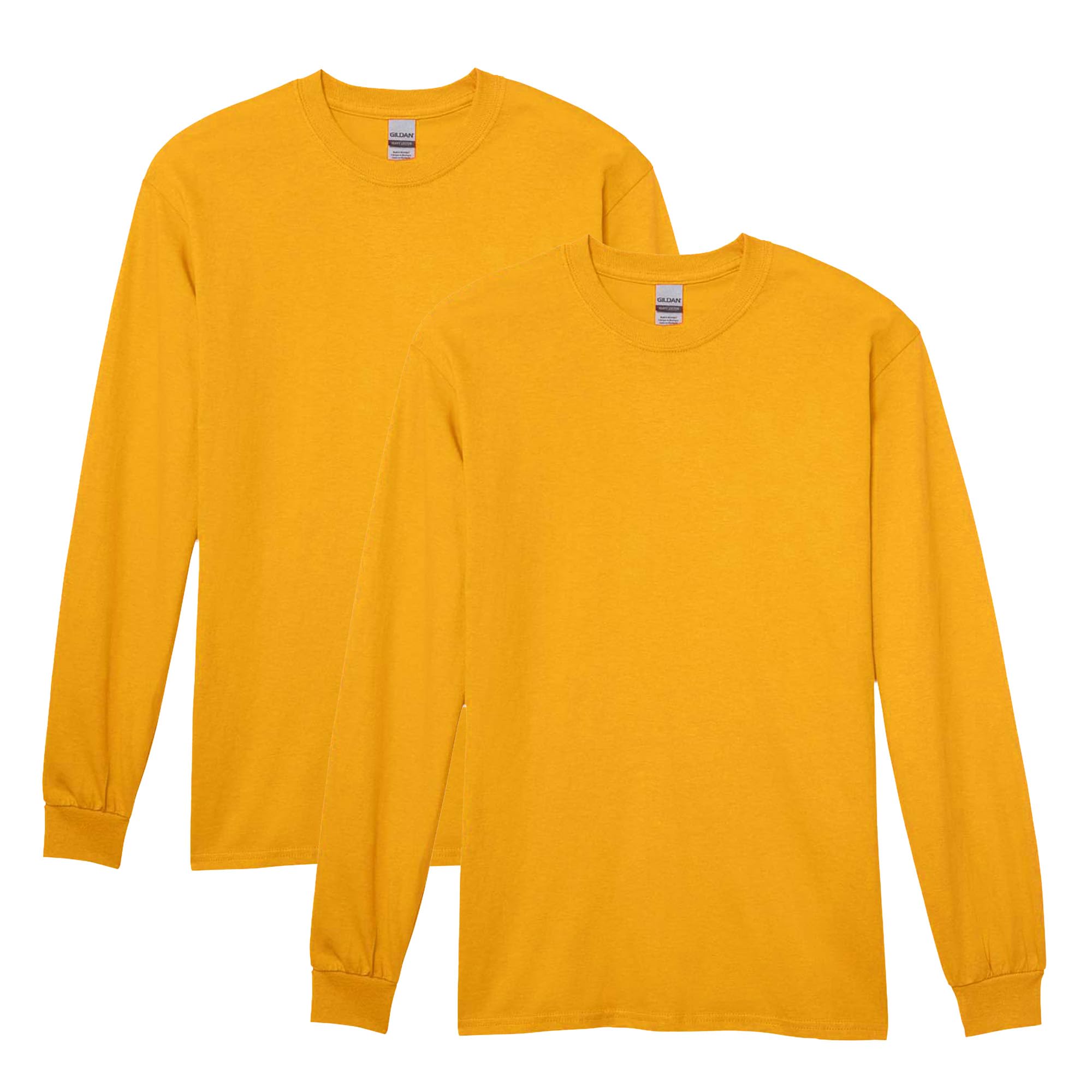 Gildan Heavy Cotton Long Sleeve T-Shirt, Style G5400, 2-Pack, Gold, Large