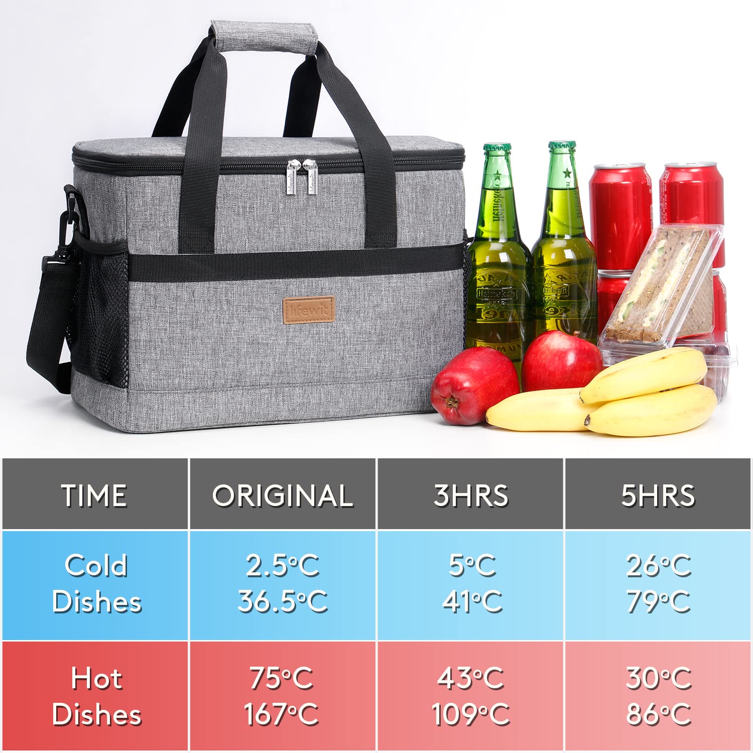 Lifewit 20L Cooler Bag, Bundle with 20L Cooler Bag, Grey