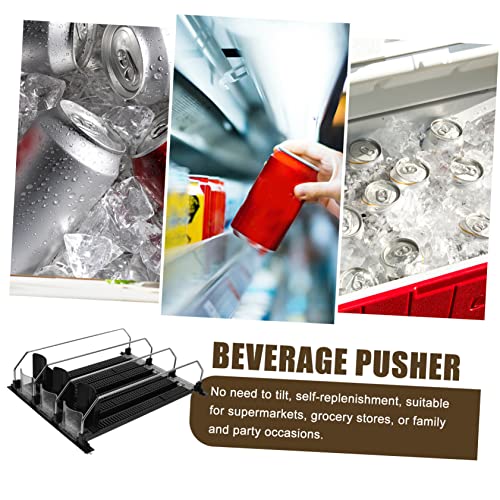 ULTECHNOVO Soda can Organizer Soda can Organizer Drink Refrigerator Storage Mini Refrigerator 3pcs Drink Pusher Ball Black Abs Slide Rail Mini Water Bottle Pusher Glide
