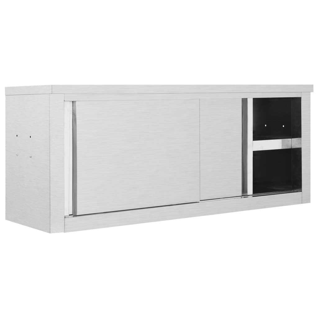 GOLINPEILO Stainless Steel Kitchen Wall Cabinet Storage with 2 Sliding Doors, Wall Cupboard Wall-Mounted Storage Cabinet Organizer for Kitchen Living Room 35.4" x 15.7" x 19.7"