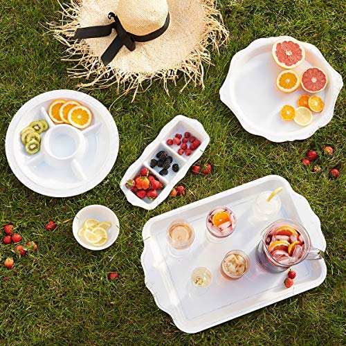 Juliska Berry & Thread Melamine Tray 24 in. - Whitewash, Melamine Serving Tray - Unbreakable, White Melamine, Decorative Embossed Melamine Serving Tray with Handles