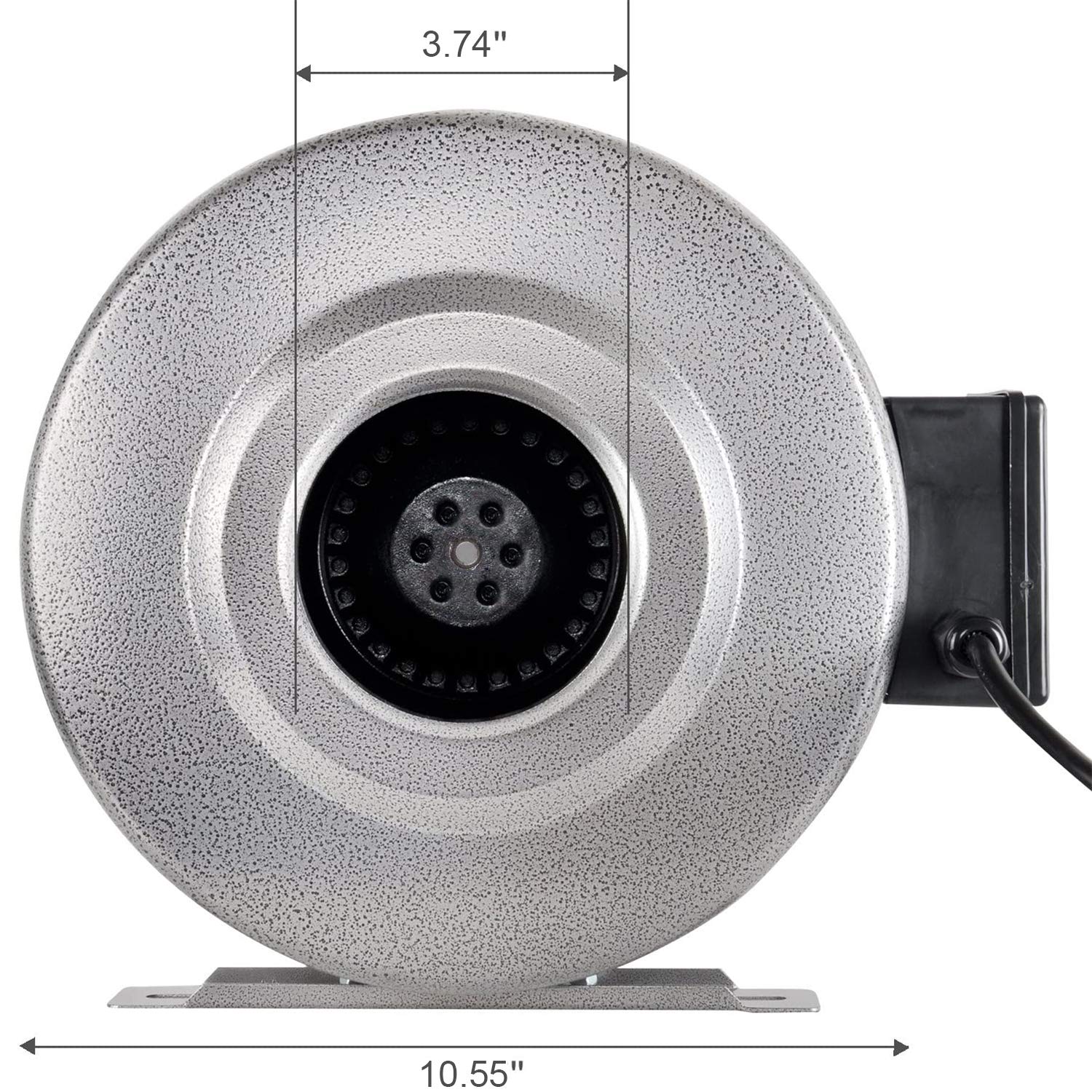 iPower GLFANXINL4FILT4MD8CTR 4 Inch 190 CFM Inline Fan Carbon Filter 8 Feet Ducting Combo with Variable Speed Controller and Rope Hanger for Grow Tent Ventilation, 4" Fan & Filter, Grey