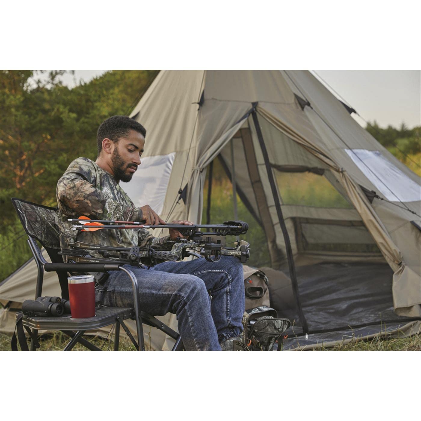 Guide Gear Camping Teepee Tent for Adults, Outdoor, Waterproof, Family, 6 Person, 14' x 14'