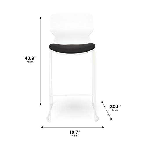 HON Basyx Contempo Guest Stool, 2 Pack, White/Black