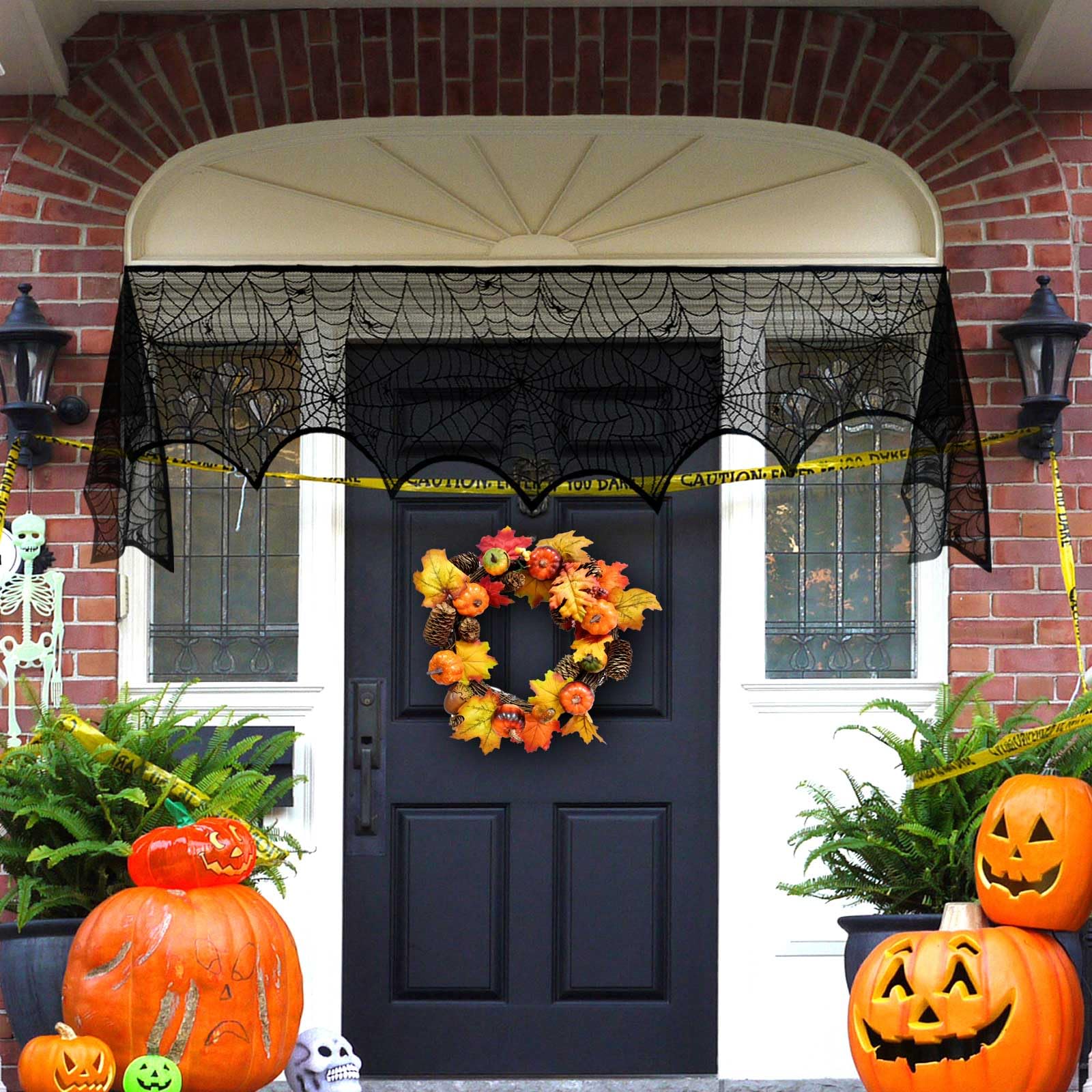 Halloween Decorations Indoor Set, 52pcs Halloween Party Decorations, Halloween 3D Bats & Spiderweb Table Runner & Cobweb Fireplace Mantel Scarf & Spooky Happy Halloween Banner for Home Indoor Decor