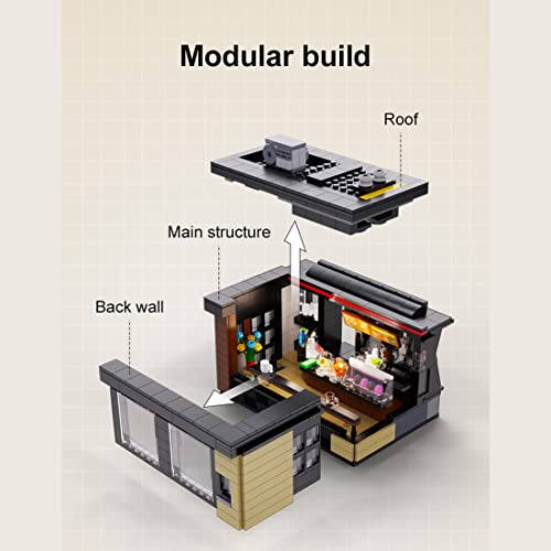 LOADS Coffee House Building Sets with LED Lighting Kit, House Building Blocks Architecture Model Assembly Toy for Adults Kids, Compatible with Lego (765 Pieces)