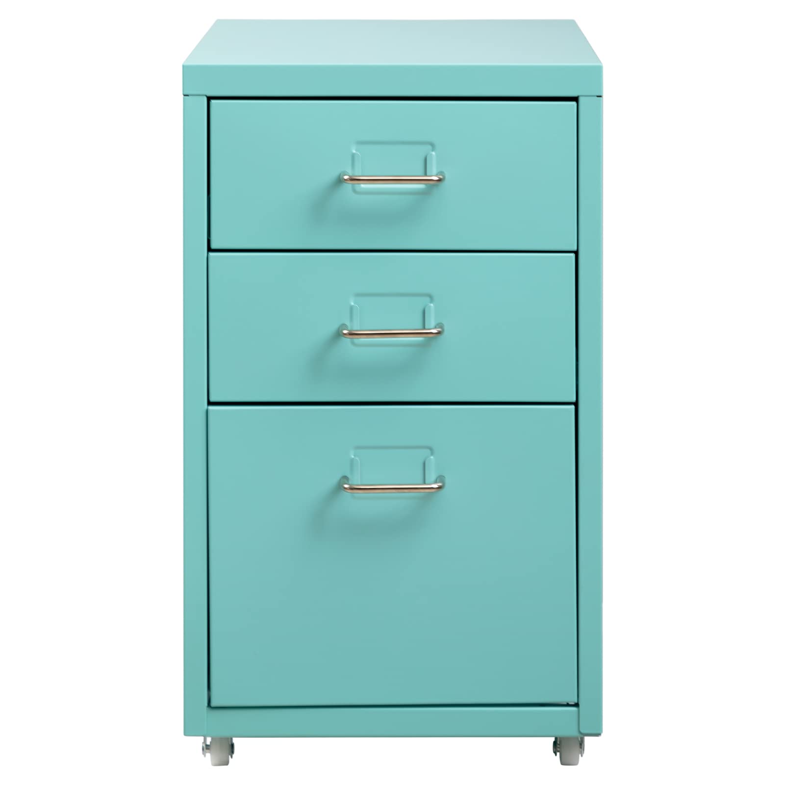 HollyHOME 3-Drawer Mobile Classification Storage Cabinet, Under Desk for A4 Mini File Cabinet, Mobile File Cabinet with Wheels for Home and Office, Blue