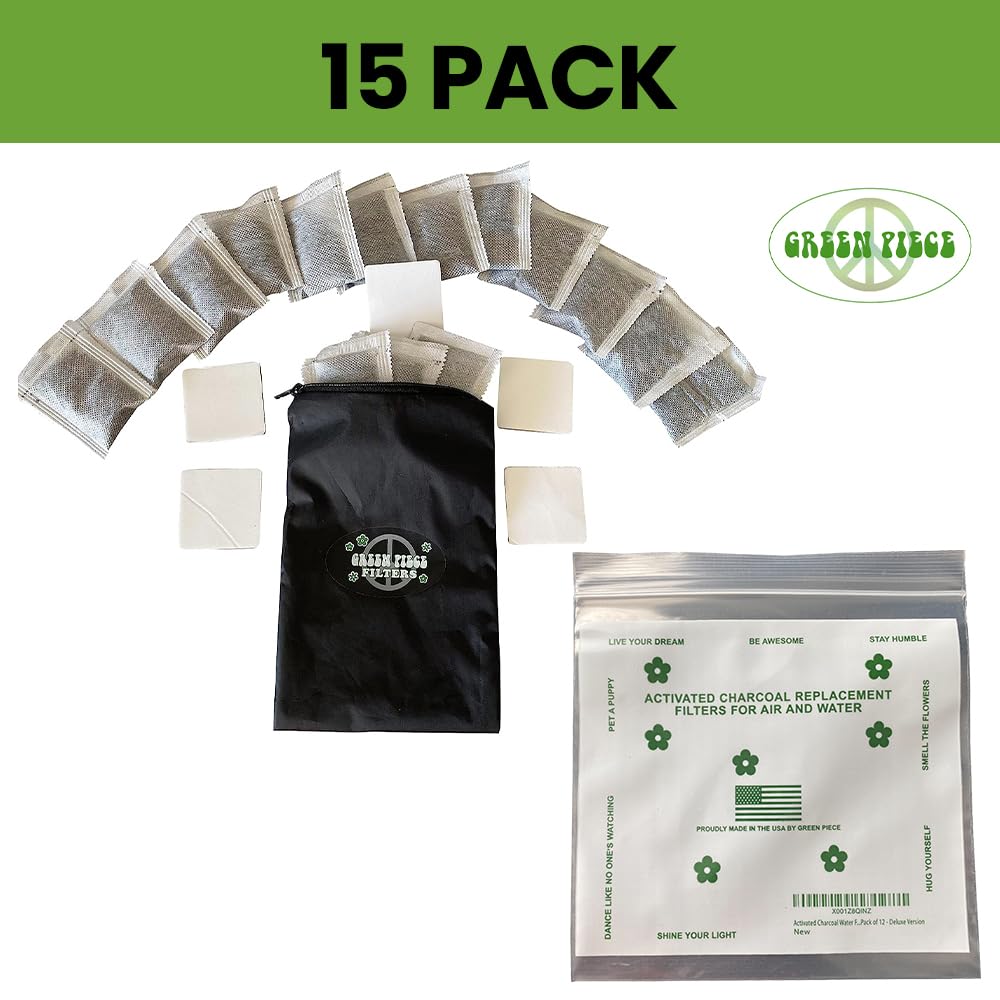Green Piece® Pack of All Natural Baby Diaper Pail Deodorizer Activated Charcoal Air Purifier (15 Pack of Carbon Filters)