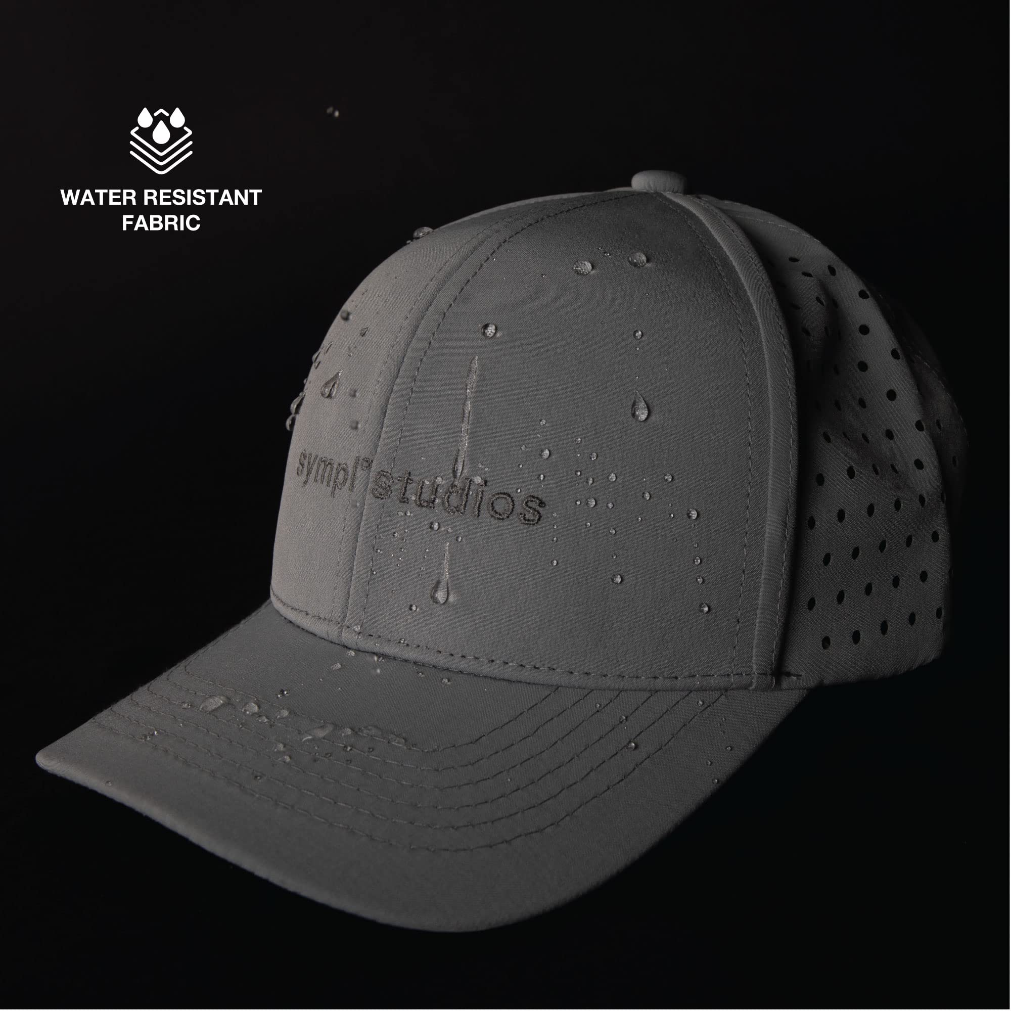 Hydro Waterproof Baseball Hat for A-Game Performance, Snapback 6-Panel Cap for Gym, Boat, Golf, Workout, Running, Sweat Resistant, One Size, Unisex Grey