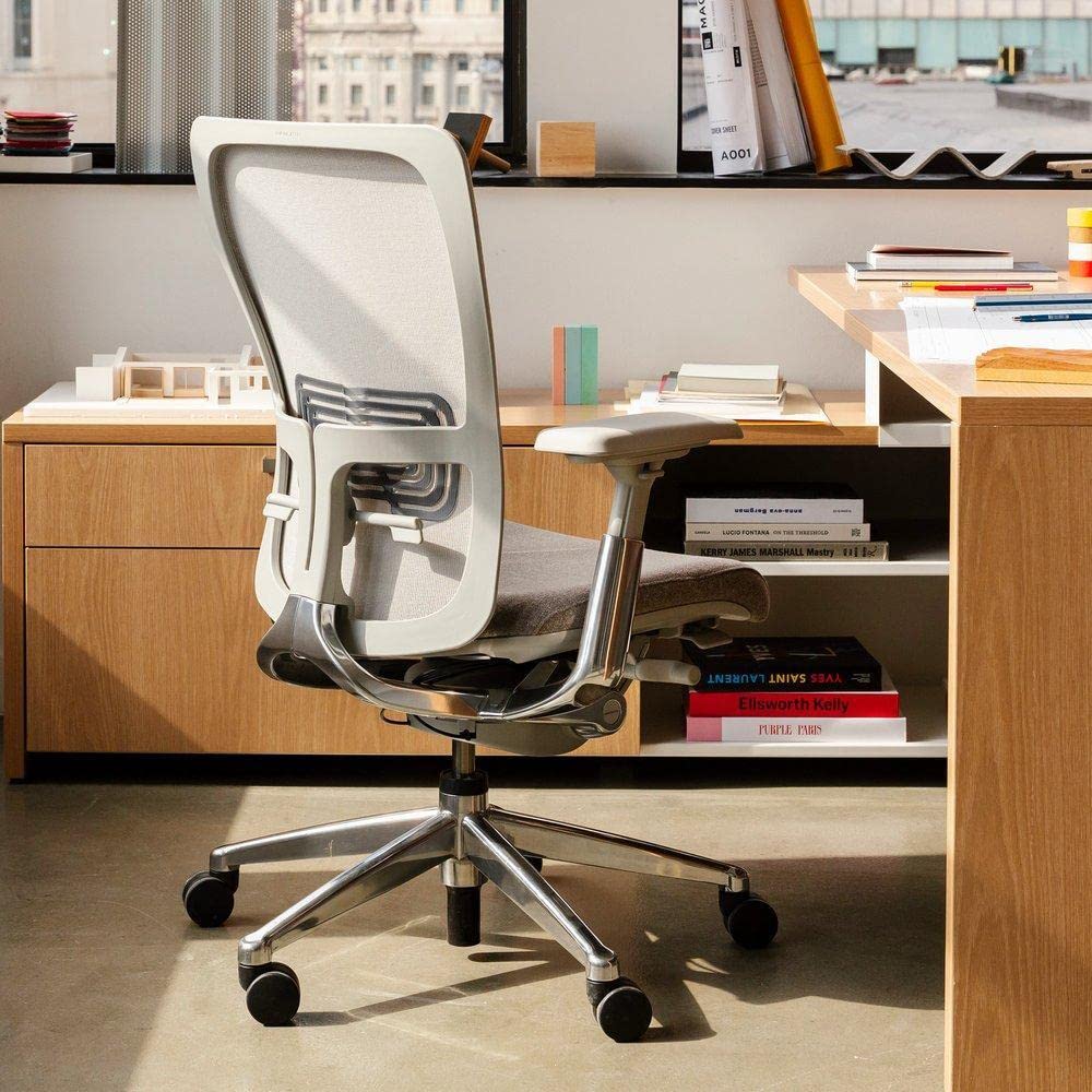 Haworth Zody Classic High Performance Office Chair with Ergonomic Adjustments and Tilt Feature in Flexible Mesh Back (Smoke/with Lumbar Support)