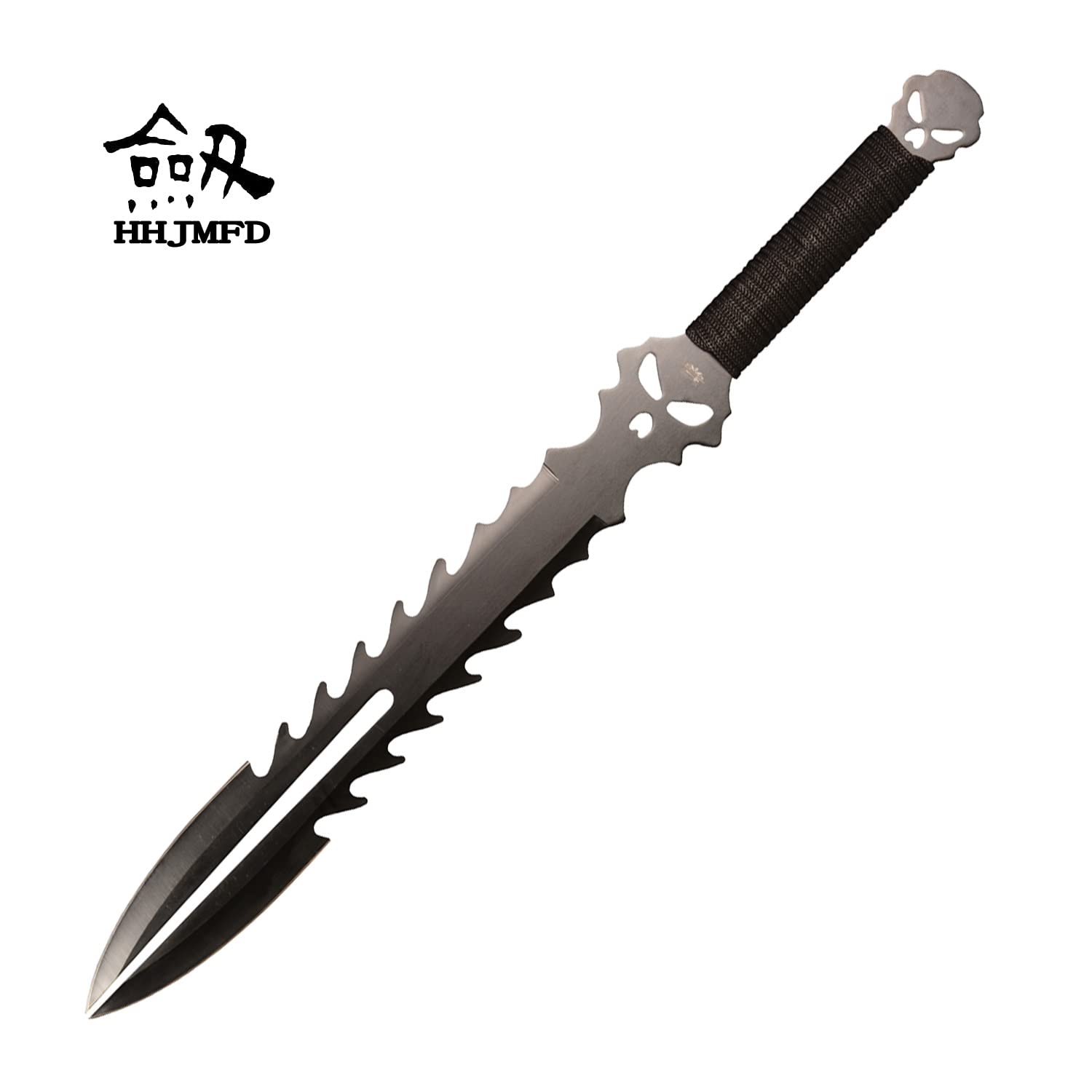 HHJMFD Tactical Fixed Blade Knife Skull Design With Wave-Like Blade Survival Hunting Tool Non-slip Stylish Handle with Practical Sheath 25.7 in for Camping Hunting Adventure Outdoor