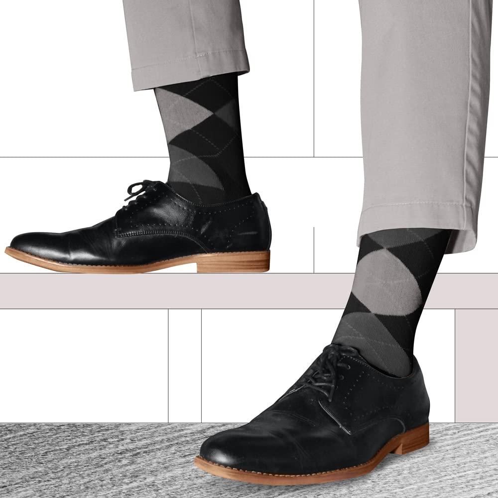 Golf Knickers Colorful Knee High Argyle Cotton Socks For Men Women and Youth - L: Black/White - Mens