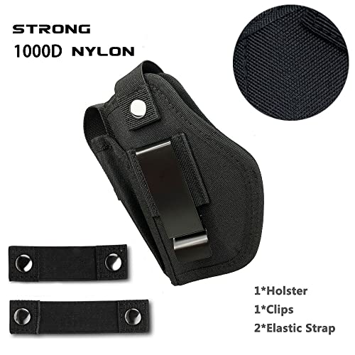 Gun Holster for Men/Women, Pistol Holster for Concealed Carry Fits Compact Subcompact Handguns, Universal Airsoft Holster Right/Left, IWB/OWB with Mag Pouch Black