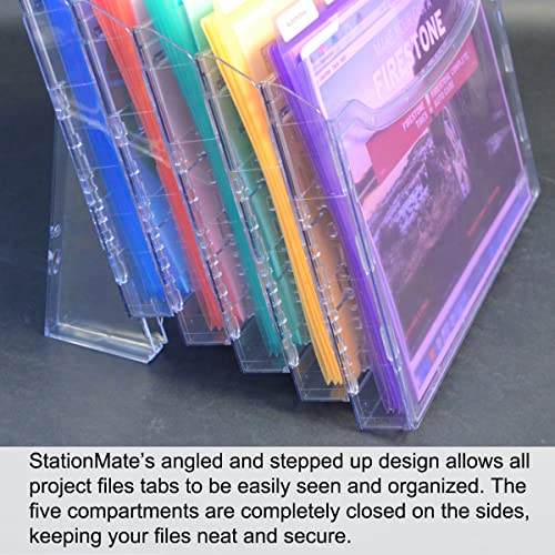 Ultimate Office StationMate StepUp Polystyrene File Desktop Organizer with 18, 3rd-Cut PocketFile Project Files, Clear