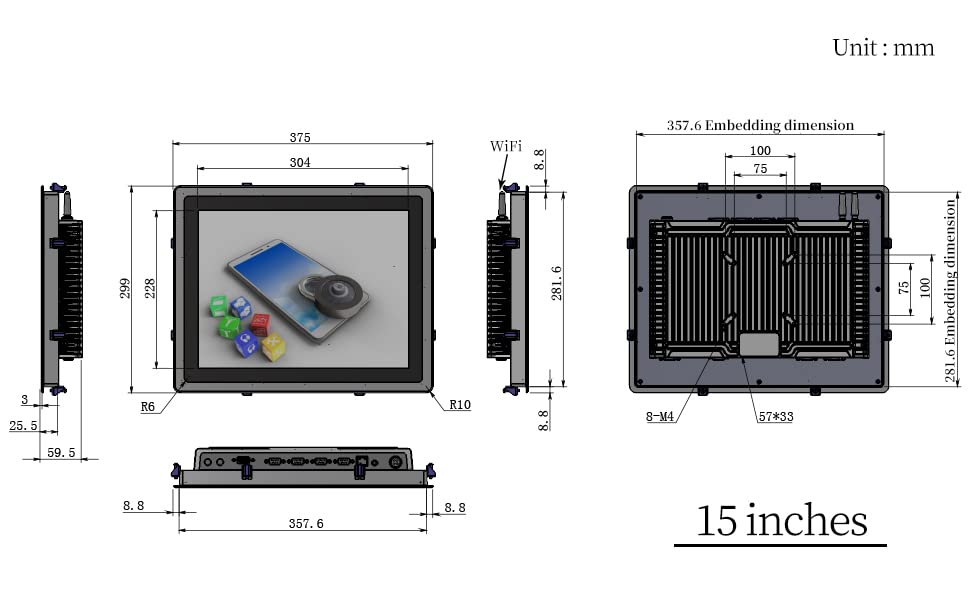 LEANGLE 15" Industrial Embedded Panel PC,Ratio 4:3 Resistive Touch Screen Computer,Intel i3-4005U/i5-3210M/i5-4200U/i7-8565u/i5-10210U,2*COM,Windows 10 Pro