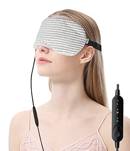 Heated Eye Mask, 100% Cotton USB Steam Warm Compress for Puffy Eyes, Warm Therapeutic Treatment for Dry Eye, Chalazion, Blepharitis