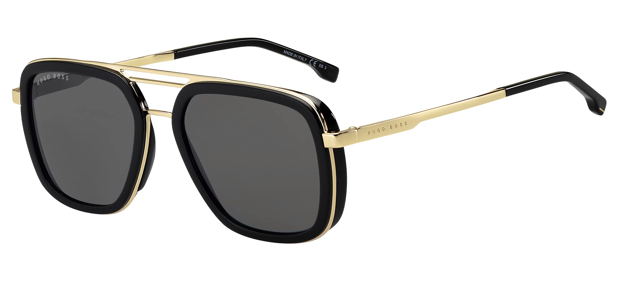 HUGO BOSS Casual Rectangular Glasses, Havana Dark Ruthenium, 55